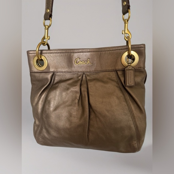 Coach | Bags | Coach Poppy Metallic Bronze Leather Shoulder Bag | Poshmark